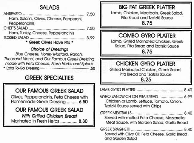 Apollo Flame Bistro Menu, Menu podniku Apollo Flame Bistro, South ...