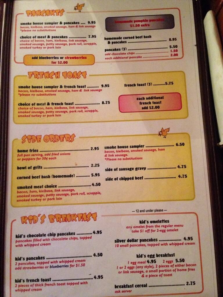 Menu at Hickory Valley Farm Restaurant, Swiftwater, Route 611