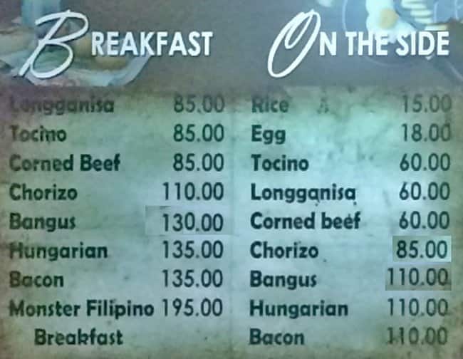 Menu at HOMEBAKERS, INC. cafe, Cebu City