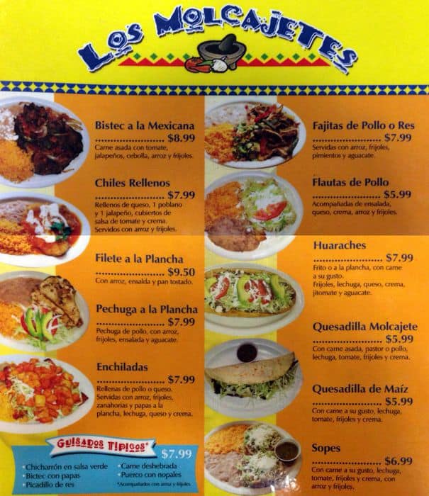 Menu at Los Molcajetes restaurant, Fort Worth, South Fwy Ste 1326 La ...