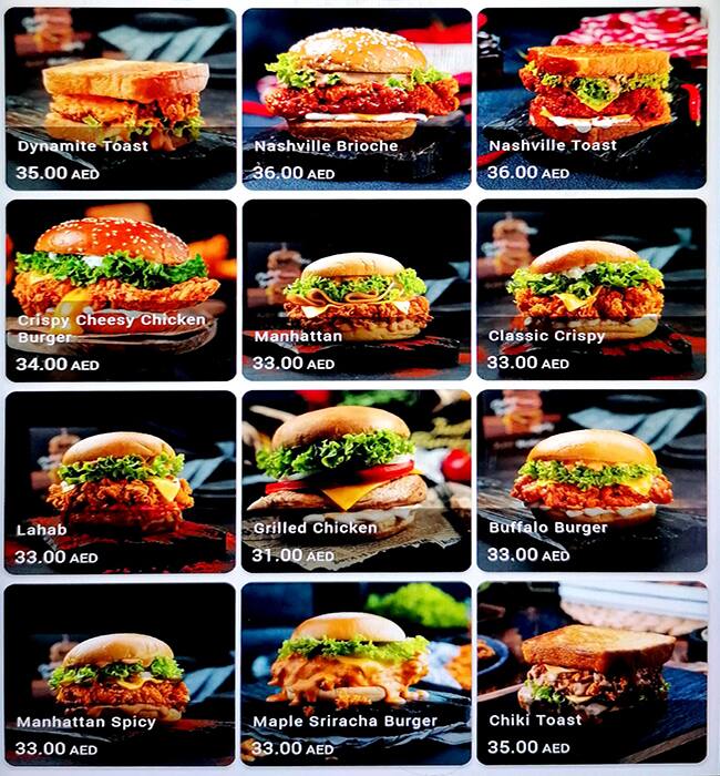 Carta del pub y bar Just Burger, Abu Dabi, Khalifa city