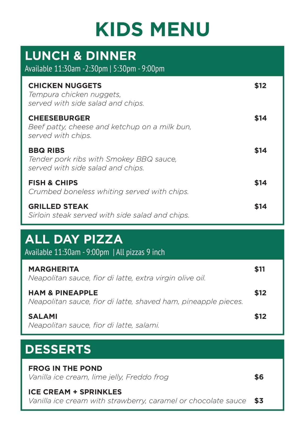 Menu at Lily Restaurant, Eight Mile Plains