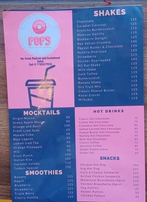 Menu of POPS- Plenty Of Pastries And Shakes, Kidwaipuri, Patna