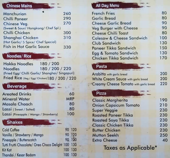 Menu at Chawla's Tandoori Junction RDC, Ghaziabad