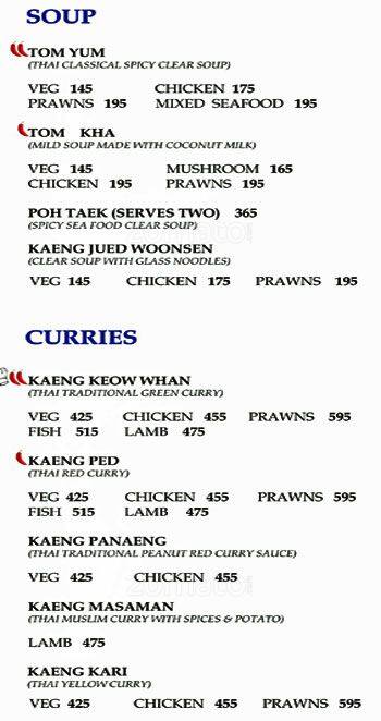 Menu at White elephant, Bengaluru
