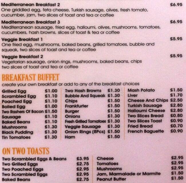 Menu at The Fish Palace restaurant, London, 298 Park Rd