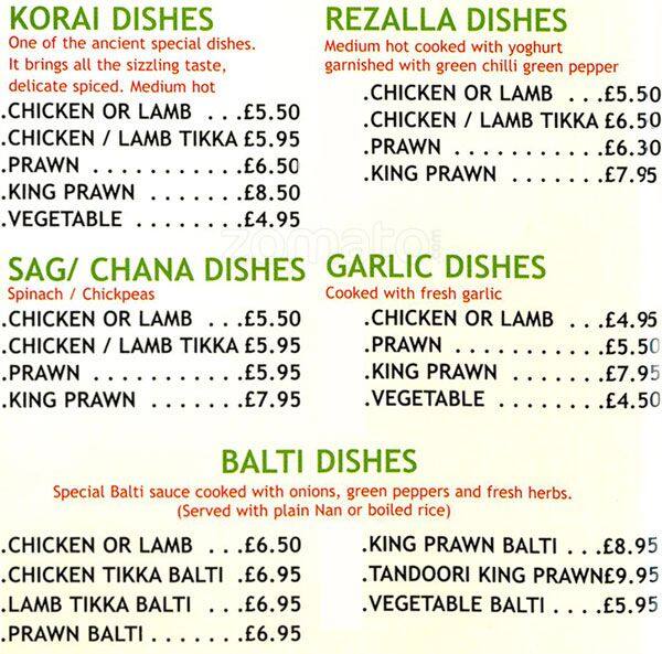 Menu at Elachi Indian Cuisine restaurant, London, 434 High Rd. Leyton