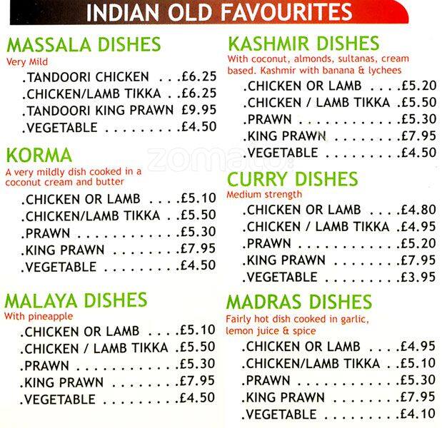 Menu at Elachi Indian Cuisine restaurant, London, 434 High Rd. Leyton