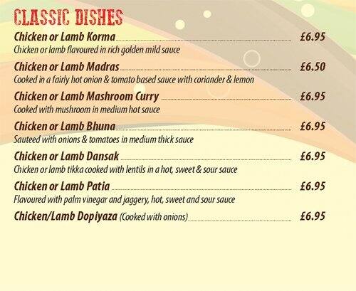 Menu at Spice Magic Restaurant, London