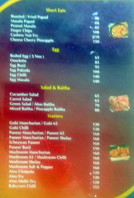 Menu at Bhagini, Bengaluru, 4