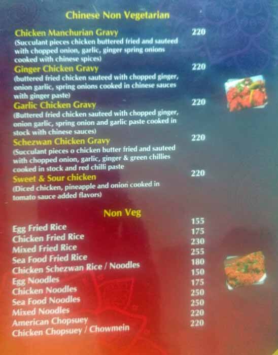 Menu at Bhagini, Bengaluru, 4