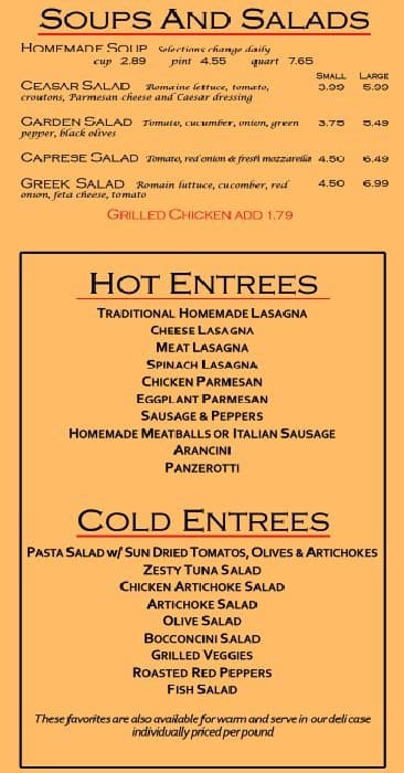 Menu at Fausto's Italian Kitchen pizzeria, Arlington Heights