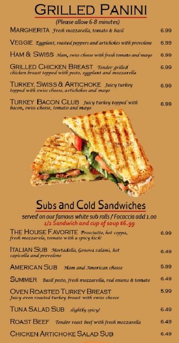 Menu at Fausto's Italian Kitchen pizzeria, Arlington Heights