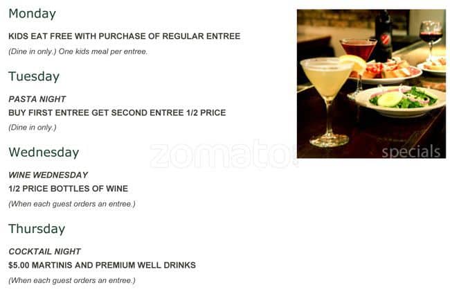 Menu at Roman Cucina pub & bar, Dallas