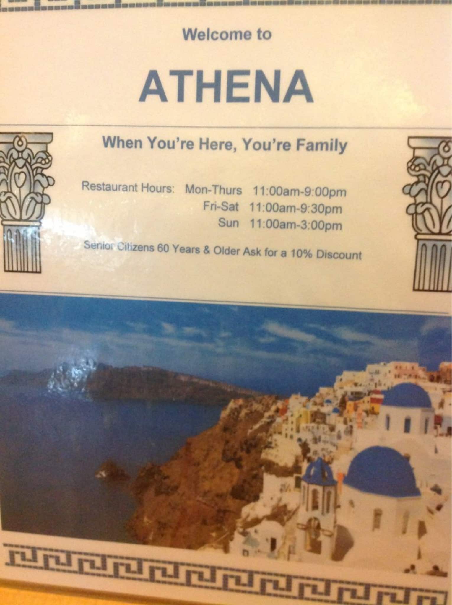 Menu at Athena Greek Restaurant, Tyler