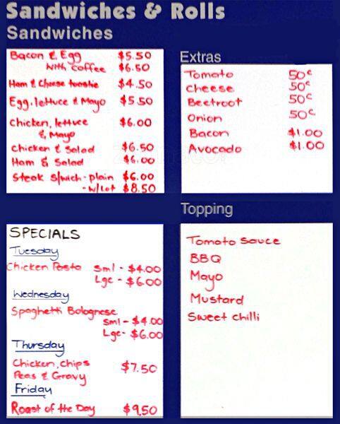 Menu at Delicious Deli-Snack Bar, Hackham