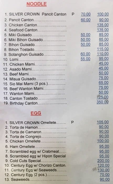 Silver Crown Panciteria Inc. Menu - Zomato Filipíny
