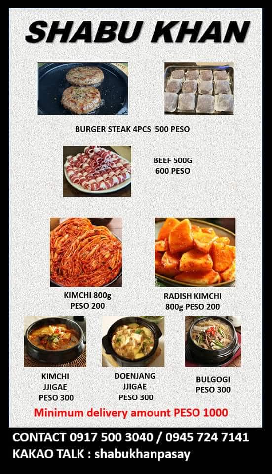 Menu at Shabu Khan restaurant, Pasay, Hobbies Of Asia, Diosdado ...