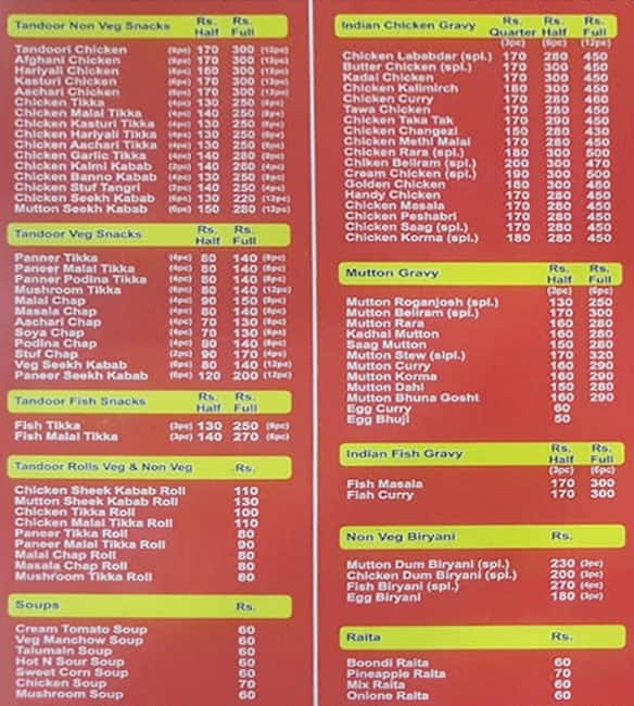 Menu of TFC Restaurant, Govind Puram, Ghaziabad
