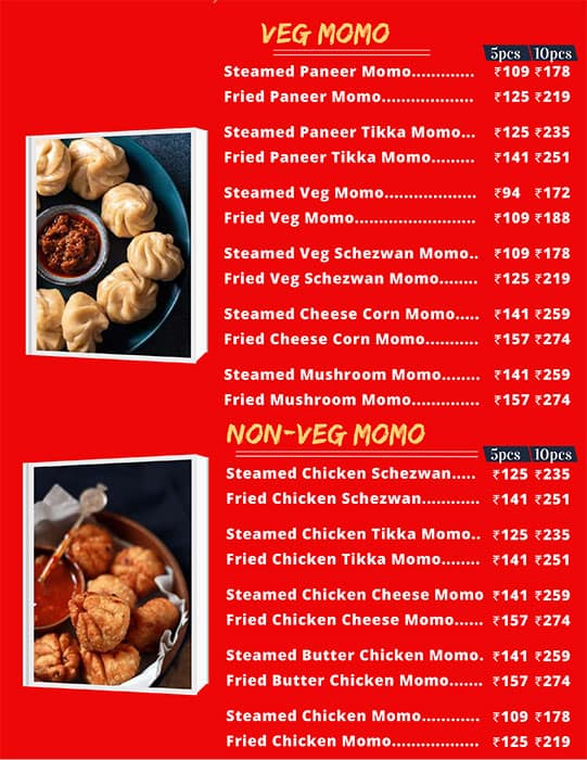 Menu at Star Momo, Chennai