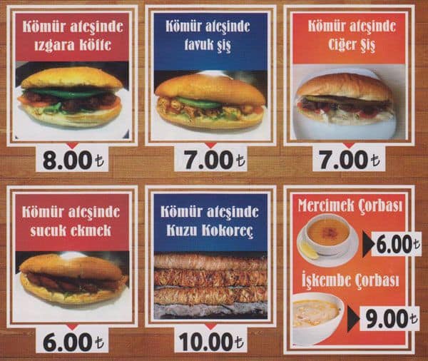 Menu at Turca Cafe, Ankara, Bahcelievler 65. Sokak