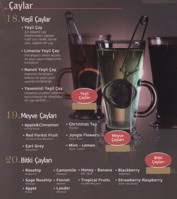 Menu at Turca Cafe, Ankara, Bahcelievler 65. Sokak