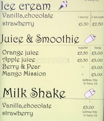 Menu at Quatre Seasons Cafè cafe, London