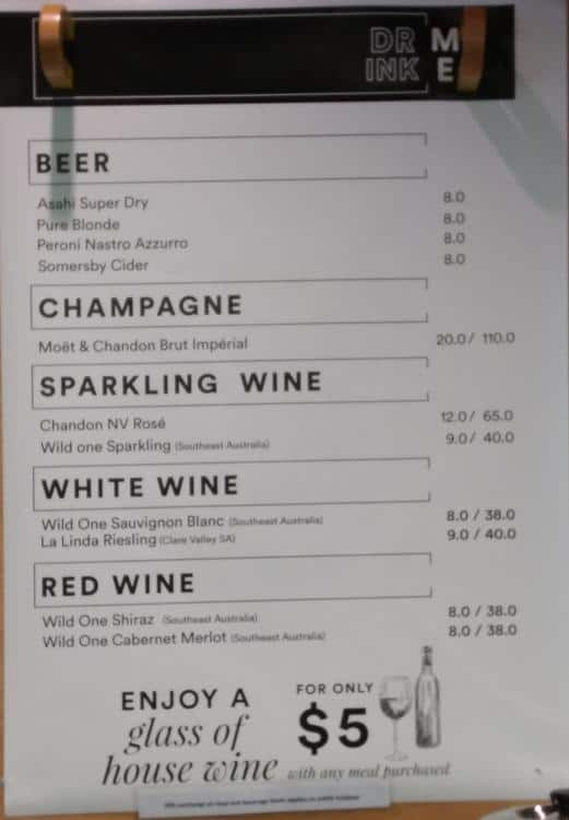 Menu at MAAS Cafe, Ultimo