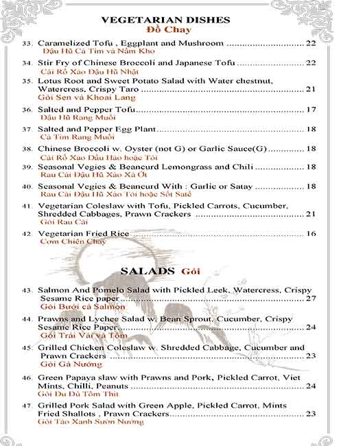 Menu at Sapa Sister restaurant, Footscray