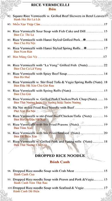 Menu at Sapa Sister restaurant, Footscray