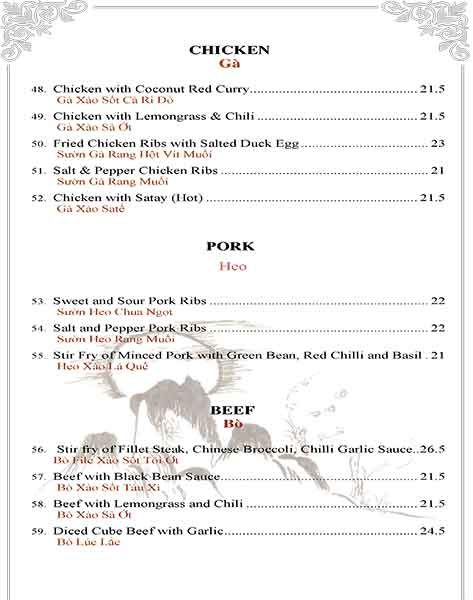 Menu at Sapa Sister restaurant, Footscray