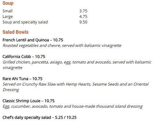 Menu at 1931 Gallery Bistro restaurant, Vancouver
