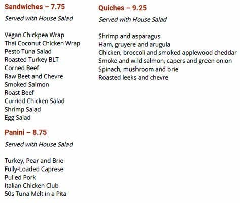 Menu at 1931 Gallery Bistro restaurant, Vancouver