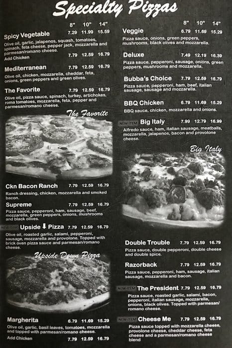 Menu at Brick Oven Pizza Co pizzeria, Conway