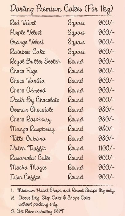 Menu at Darling Bakery, Puducherry, Villianur Main Rd