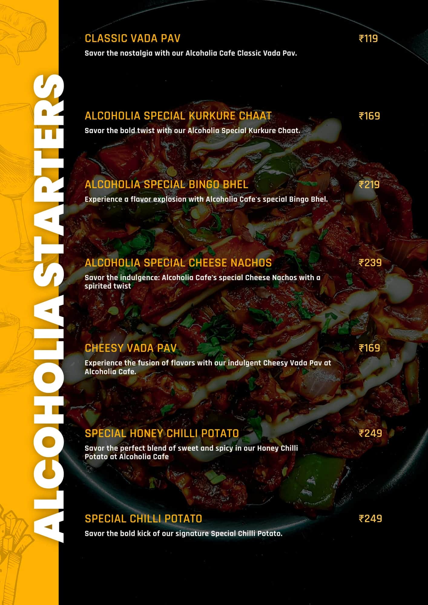 Menu of The Alcoholia Cafe, Sitapur, Jaipur