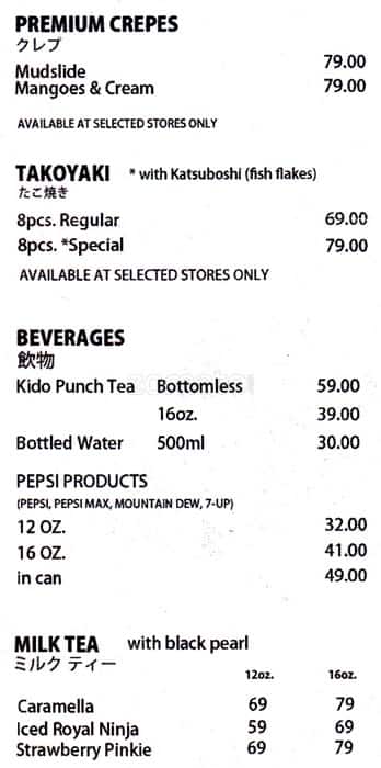 Menu at Karate Kid, Mandaluyong, EDSA & Boni Avenue