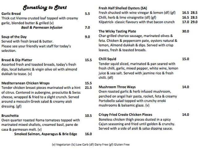 Menu at High Wycombe Tavern restaurant, High Wycombe