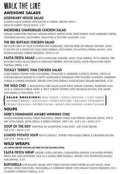Menu at Wild WIng Cafe, Houston, Katy Fwy