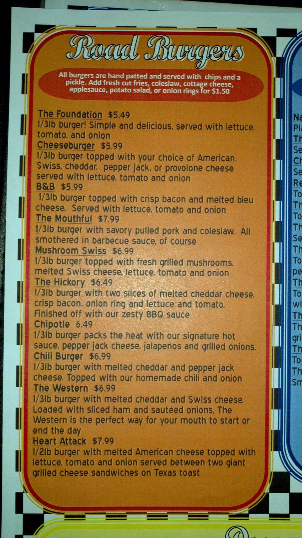 Menu at Gigi's Route 6 Diner restaurant, Corry