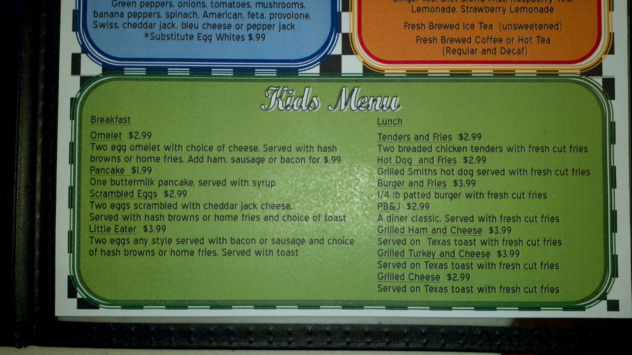 Menu at Gigi's Route 6 Diner restaurant, Corry