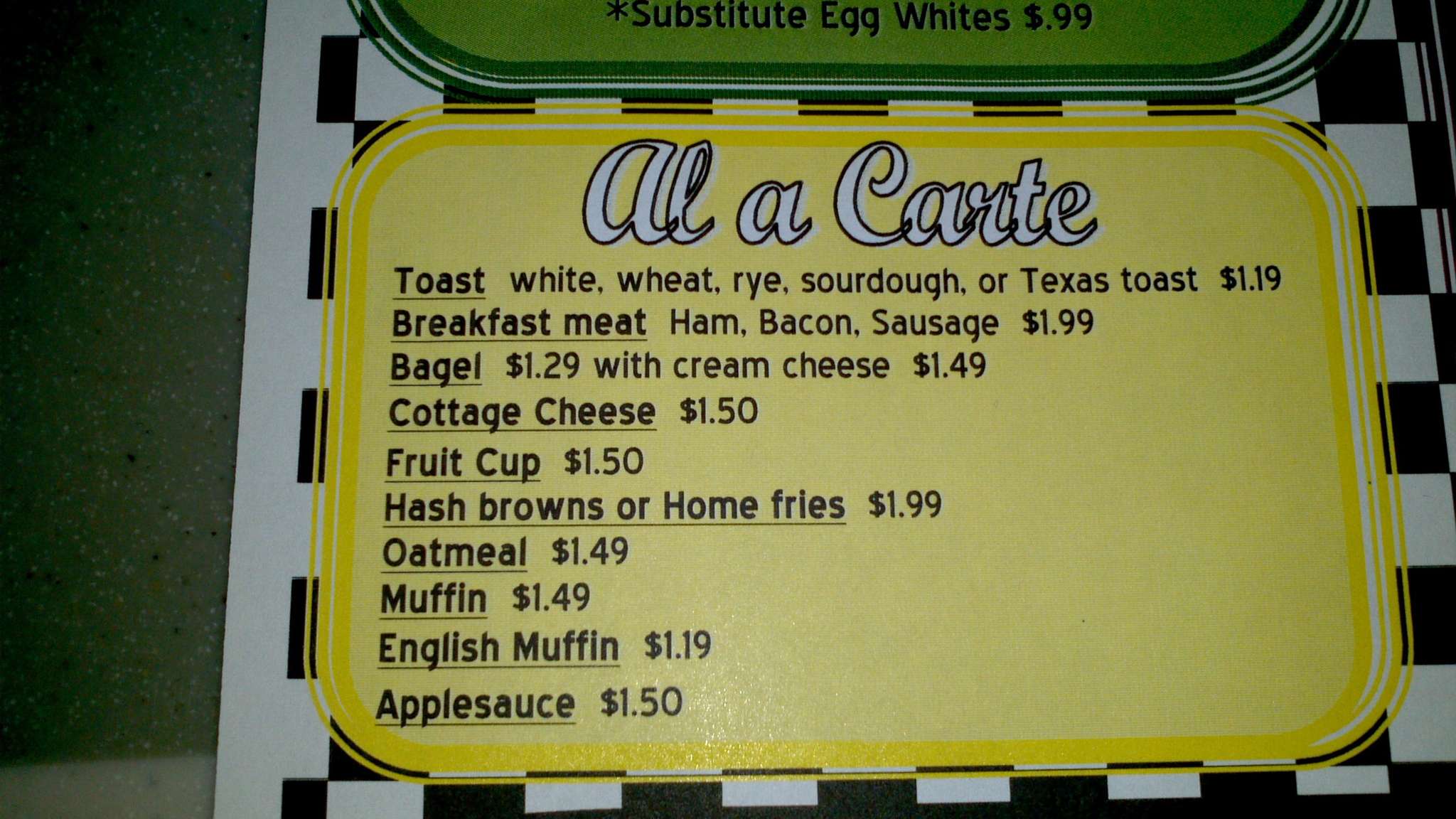 Menu at Gigi's Route 6 Diner restaurant, Corry