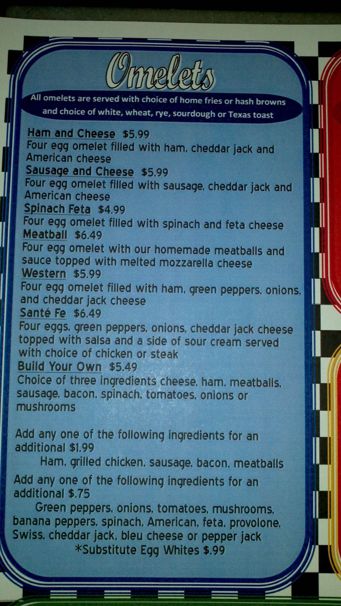 Menu at Gigi's Route 6 Diner restaurant, Corry