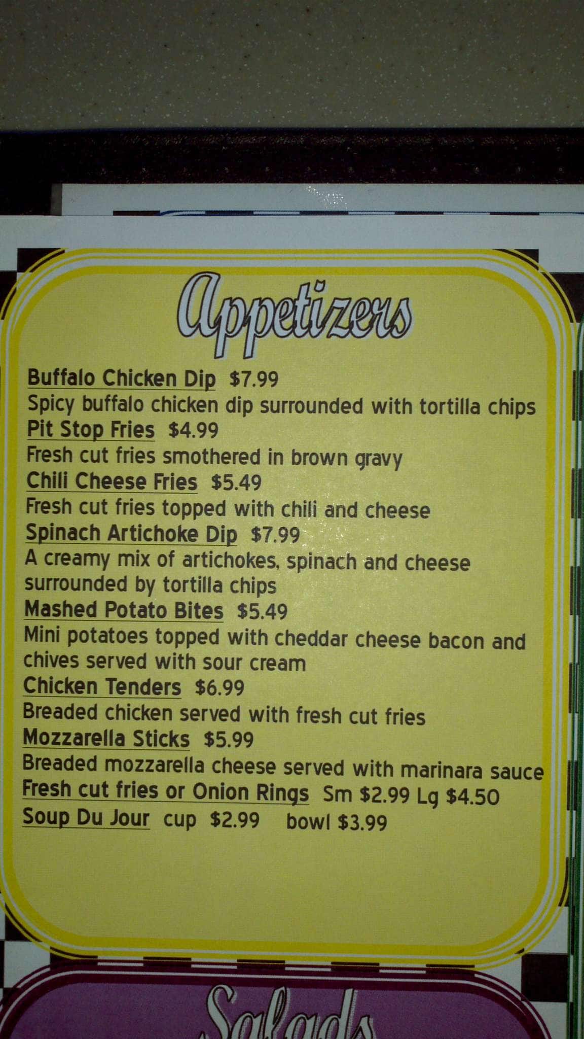 Menu at Gigi's Route 6 Diner restaurant, Corry
