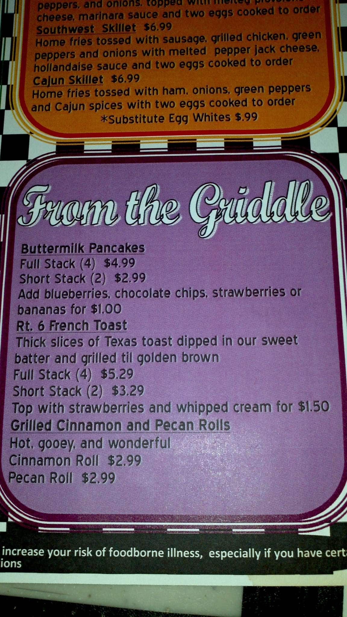Menu at Gigi's Route 6 Diner restaurant, Corry
