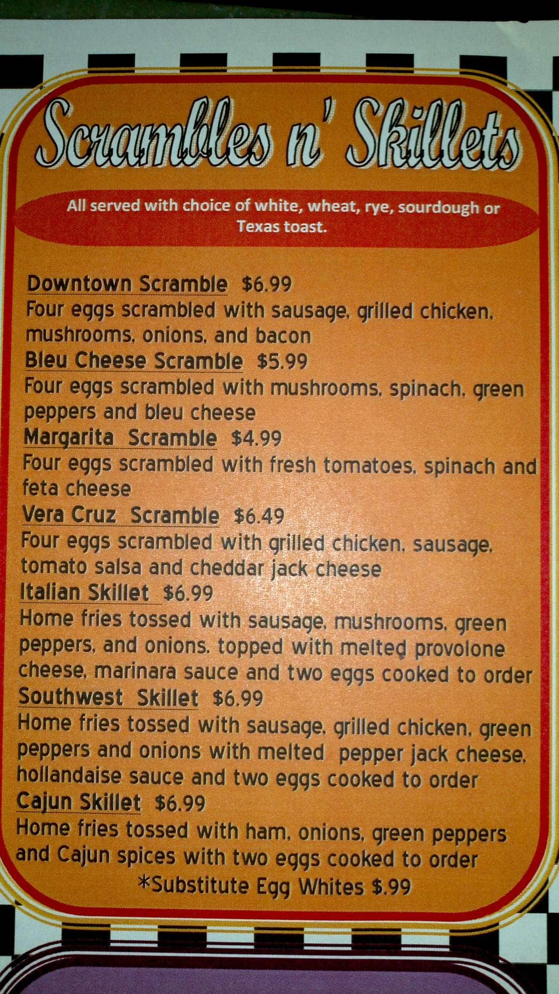 Menu at Gigi's Route 6 Diner restaurant, Corry