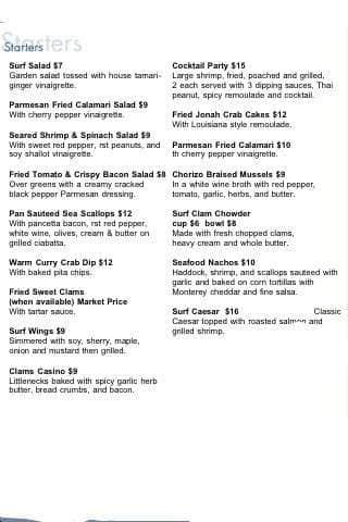 Surf Restaurant Menu, Menu for Surf Restaurant, Nashua, Manchester ...