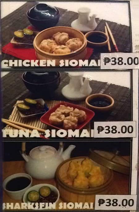 Menu at Master Siomai (Robinsons Fuente) restaurant, Cebu City