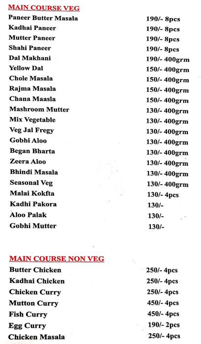 Menu at The Primero Hotel, Gurugram