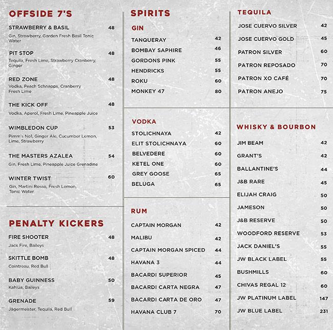 Menu of Offside - JA Ocean View Hotel, Jumeirah Beach Residence (JBR ...